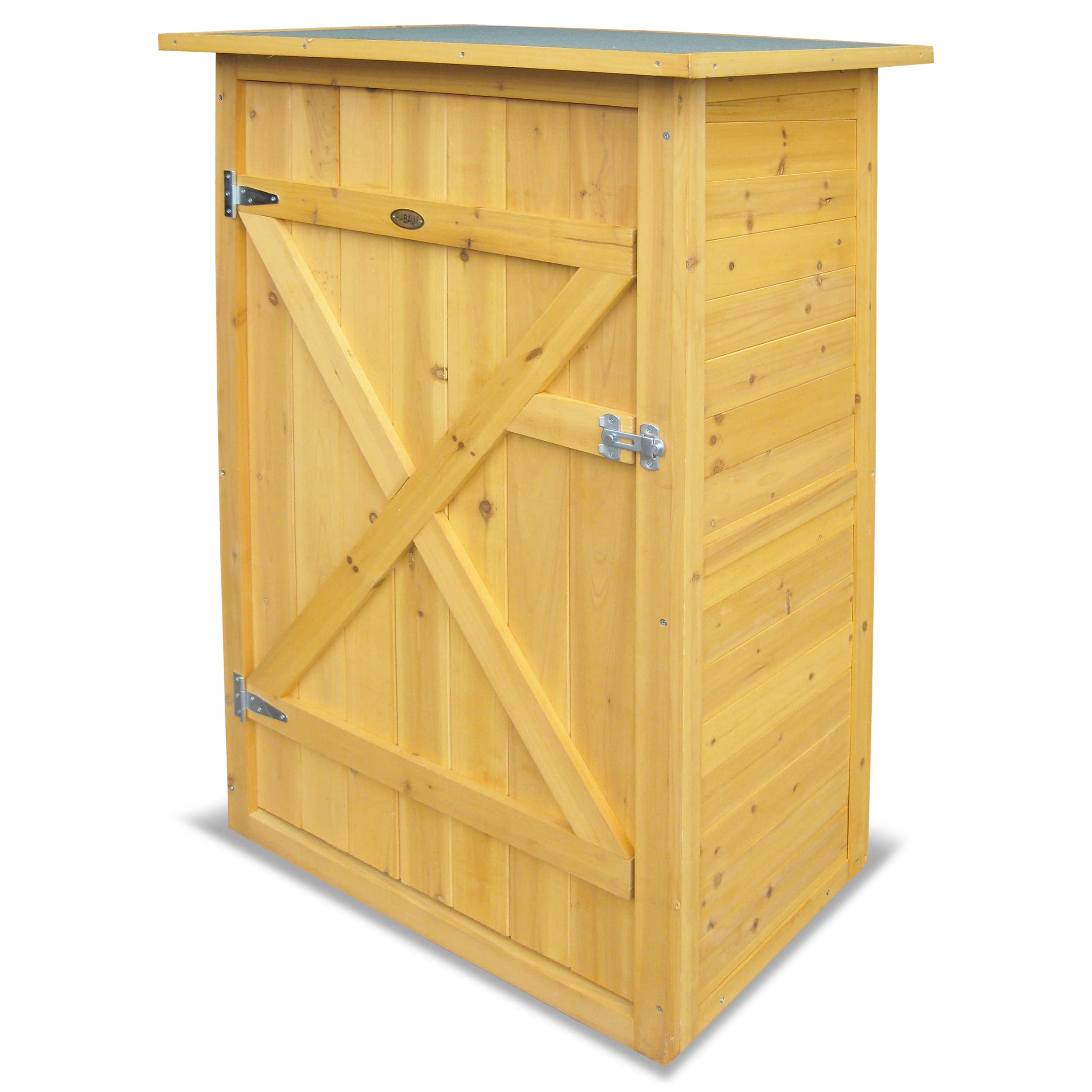 Outdoor Storage Shed with Floor & Adjustable Shelves, Wooden Garden Tool Cabinet Weatherproof, 71" Vertical Patio Organizer