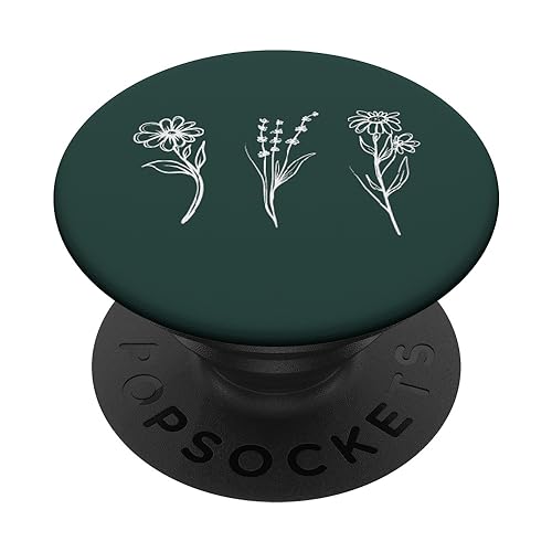 Minimalist Forest Green Floral Pattern Flower PopSockets Standard PopGrip