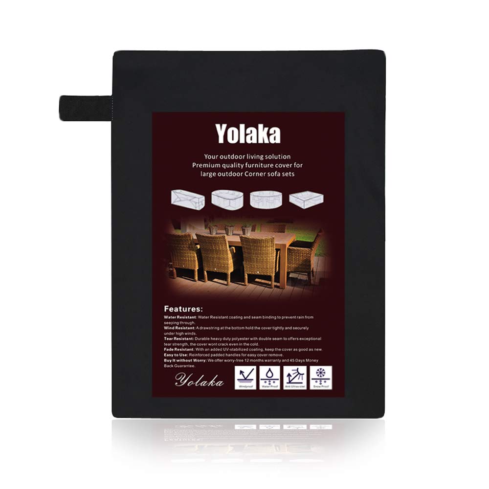 Yolaka Outdoor Furniture Covers Sectional Couch Protector Black Waterproof for Patio Sofa Sets U Shaped 126x61 Inches