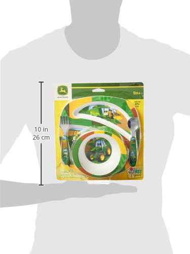 The First Years John Deere's Johnny Tractor and Friends Dinnerware Set - Toddler Plates and Bowls Set - Includes Toddler Plate, Toddler Bowl, Toddler Fork and Toddler Spoon - 4 Count