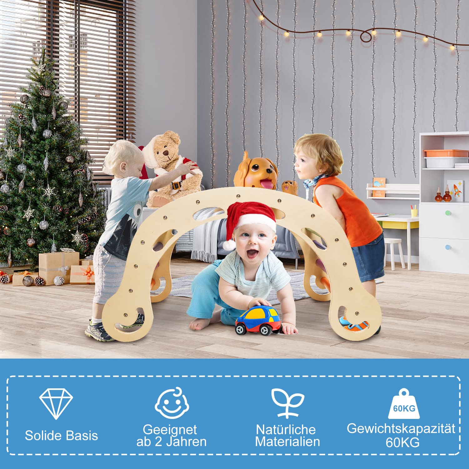 YOLEO Pikler Triangle Set, Foldable 5-in-1 Montessori Climbing Set Fun Baby Pickler-3 Piece Climbing Jungle Gym and Indoor Playground Climbing Toys for Toddlers 1-3 Inside