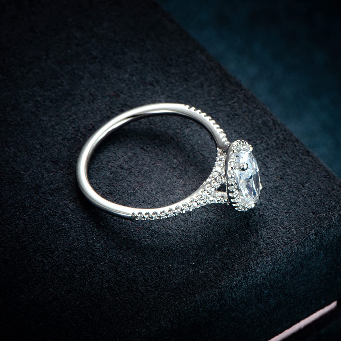 HAFEEZ CENTER Moissanite Rings 1 Carat Marquise Cut Moissanite Engagement Ring D Color VVS Moissanite Rings (6.5)