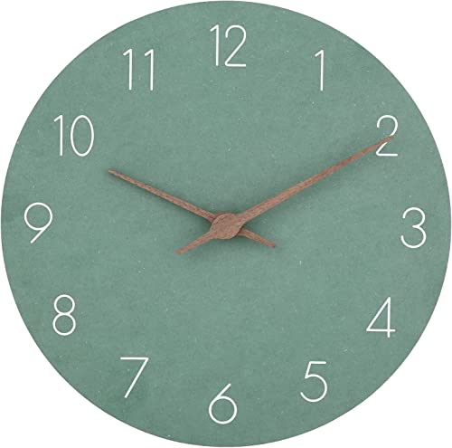 Wall Clock 12 Inch Large Wall Clocks Battery Operated Rustic Wooden Modern Silent Wall Clock Round Easy to Read Non Ticking Analog Clock for Bedroom Living Room Office Kitchen Bathroom Home Deoor