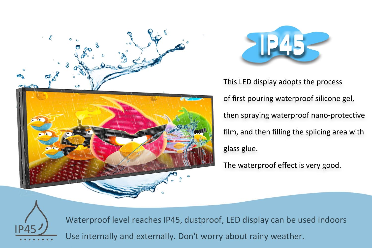 P5 LED Sign Display WiFi + USB Programmable RGB Full Color LED Scrolling Sign Board 39''x14'' High-Definition and High-Brightness LED Billboards Support Image, Video, Text, and Date Display