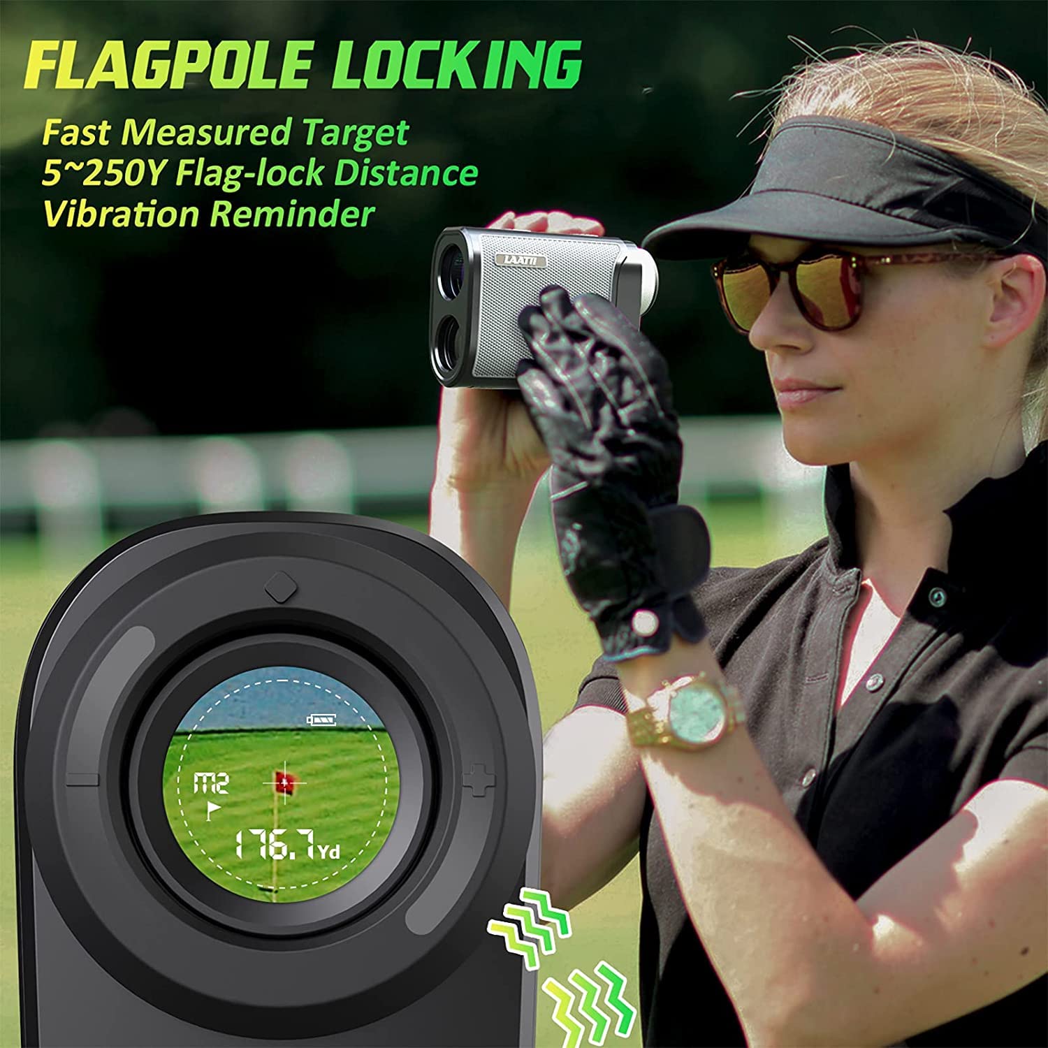 Golf Rangefinder, Accurate 800 Yards Rechargeable Laser Golf Scope Range Finder with Slope, 6X Magnification Fast Flag Lock Focus Continuous Scan for Golfing, Hunting and Distance Measurement