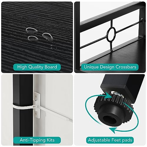 Tribesigns 71" Tall Bookshelf, Modern 6-Tier Etagere Bookcase, Freestanding Open Book Shelves, Wood and Metal Storage Display Rack, Unique Shelving Unit for Home Office, Living Room, Black