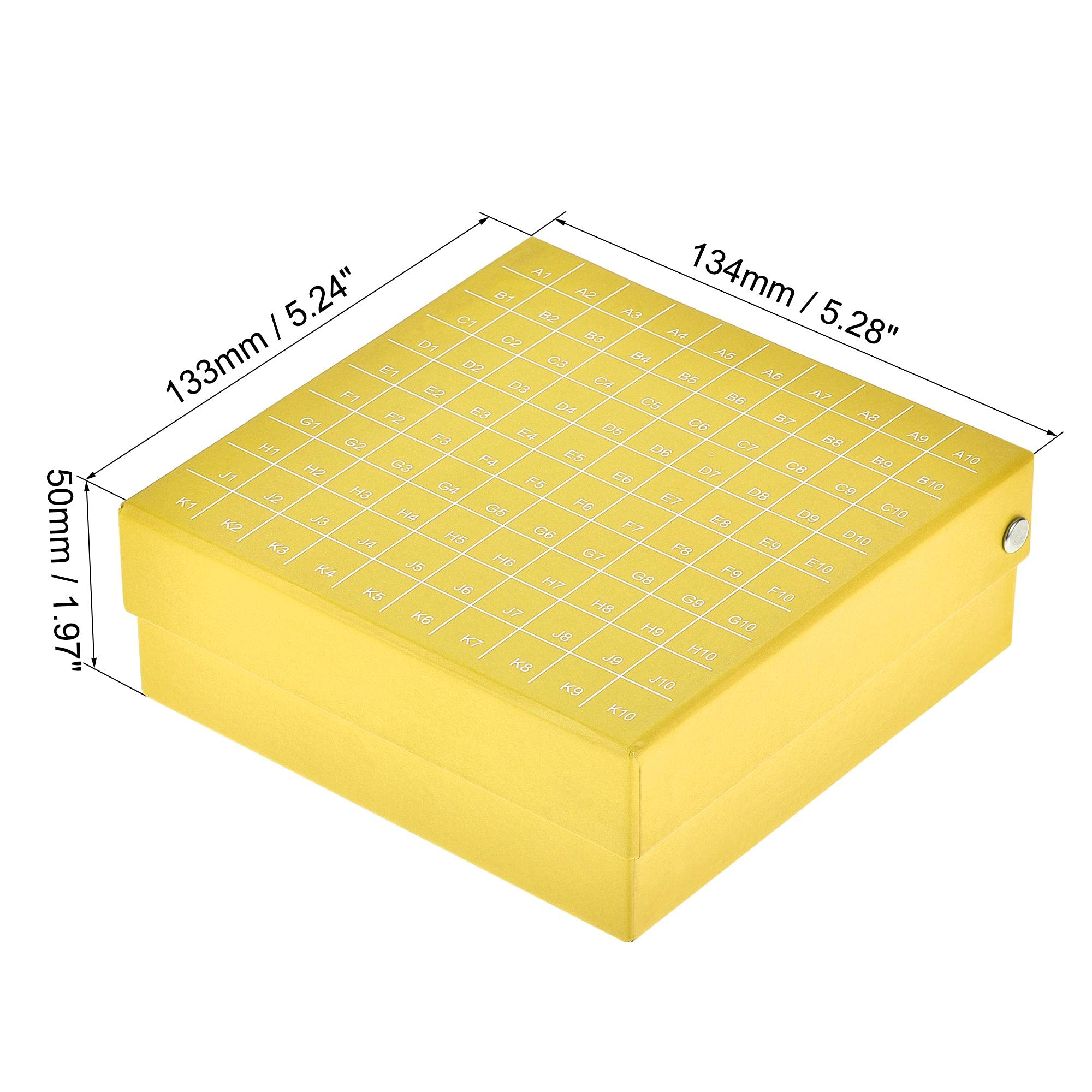 uxcell Centrifuge Tube Freezer Storage Box 100-Well Waterproof Cardboard Holder Yellow for 1.5/1.8/2ml Micro Centrifuge Tubes