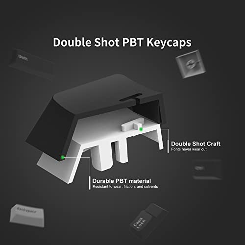WOB Keycaps 168 Keys, Double Shot PBT Custom Keycap Set, Minimalist Style White on Black Cherry Profile Keyboard Keycaps for Cherry Gateron MX Switches Mechanical Keyboard