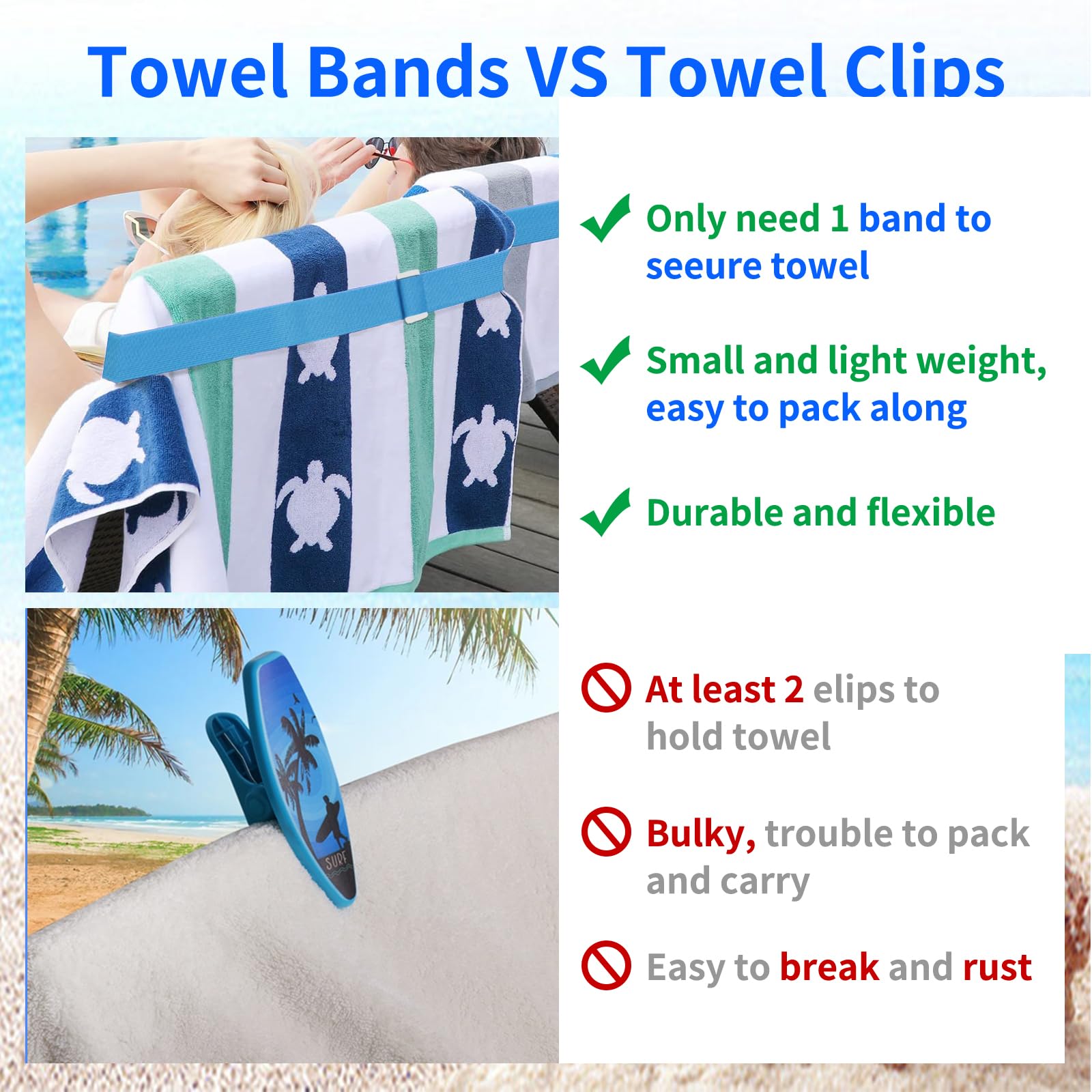 Towel Belt is an Ideal Choice for Beach Towel Clips, Perfect for Beaches, Pools and Cruise Chairs. Essential for Beach vacationers, Families a Must-Have for Cruise Essentials and Beach Accessories (3)