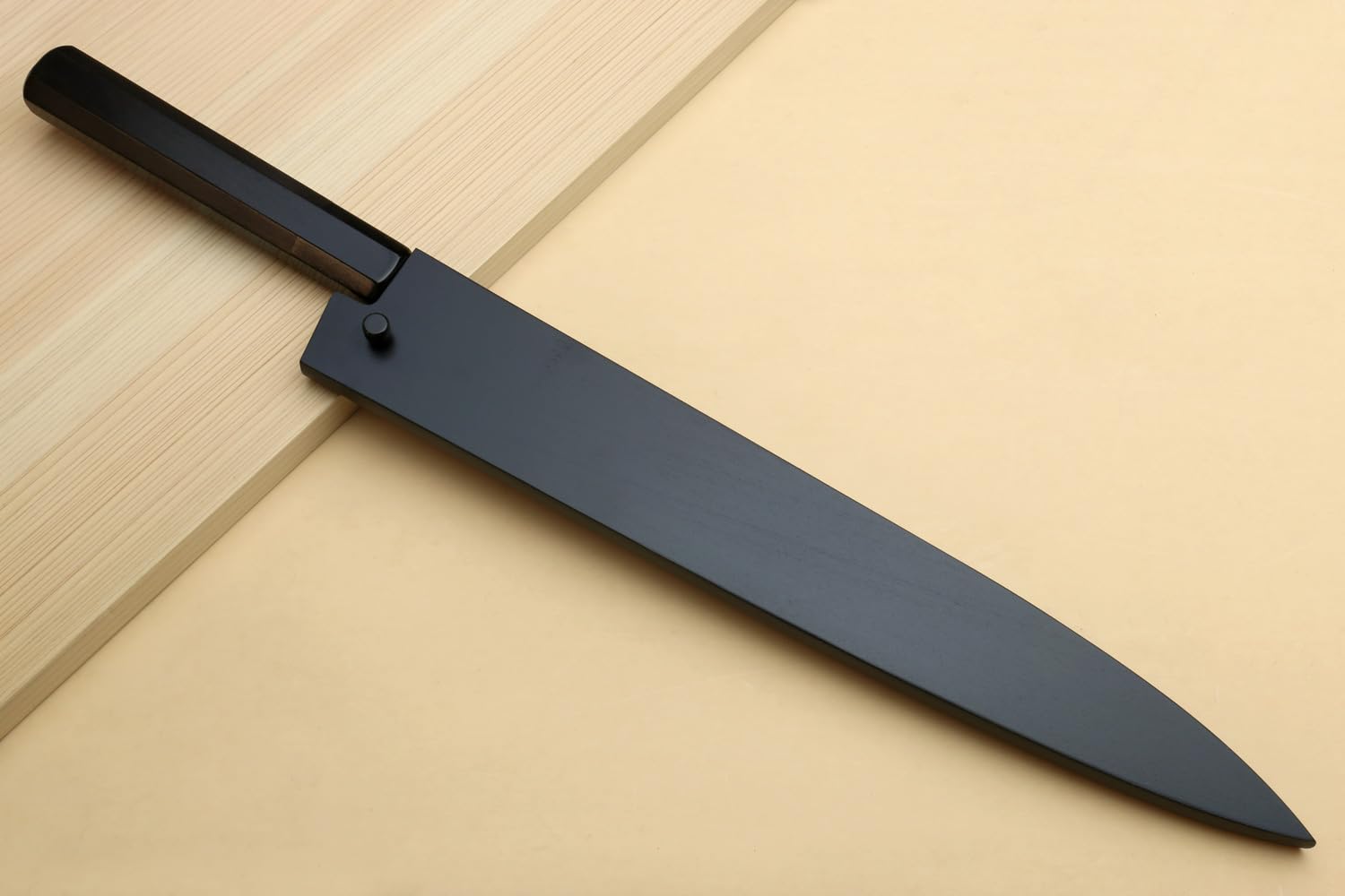 Yoshihiro Kurouchi Black-Forged Blue Steel Stainless Clad Sujihiki Kiritsuke Slicer Knife Ebony Handle (10.5"(270mm) & Saya Cover)