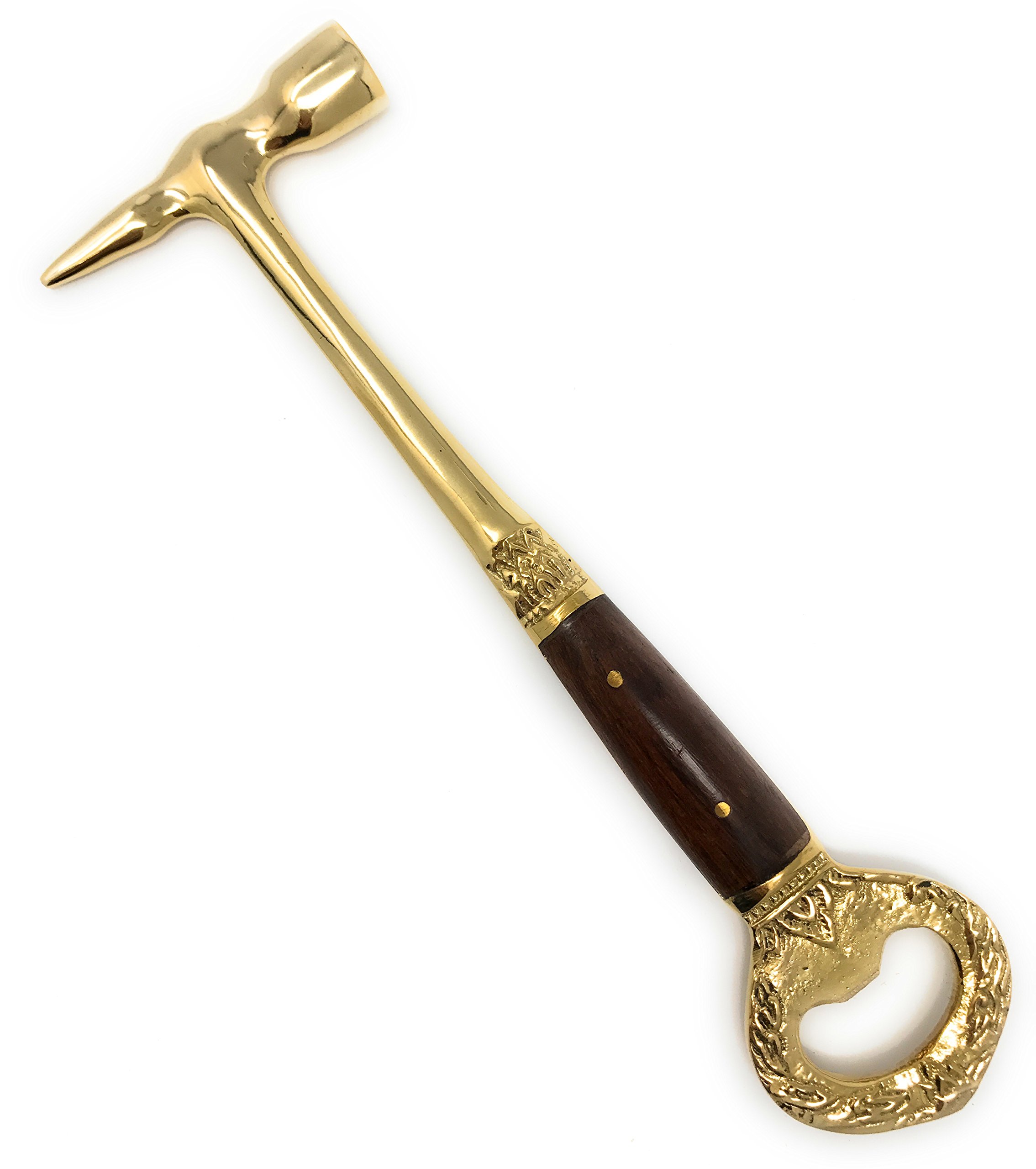 Madison Bay Company Polished Brass Ice Pick, Hammer and Bottle Opener, 3 In 1 Bar Tool, 7.25 Inches Long