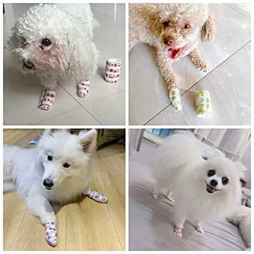 Yeduzyn 5 Rolls Self Adhesive Bandages Disposable Dog Boots Dog Shoes Elastic Stickers Dog Walking Artifact Wound Dressing Dog Feet Protection 5.0cm Width