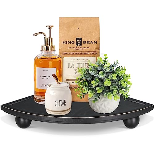 Unistyle Wood Cornor Counter Shelf,Bathroom Tray Corner Counter Shelf,Decorative Tray Risers for Display,Farmhouse Pedestal Stand for Countertop,Corner Tray for Bathroom Kitchen Counter