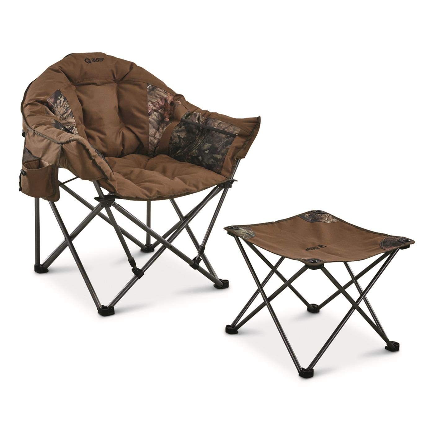 Guide Gear Club Camping Chair with Foot Rest, Oversized, Folding, Portable Chairs with Padded Seats, 500-lb. Capacity