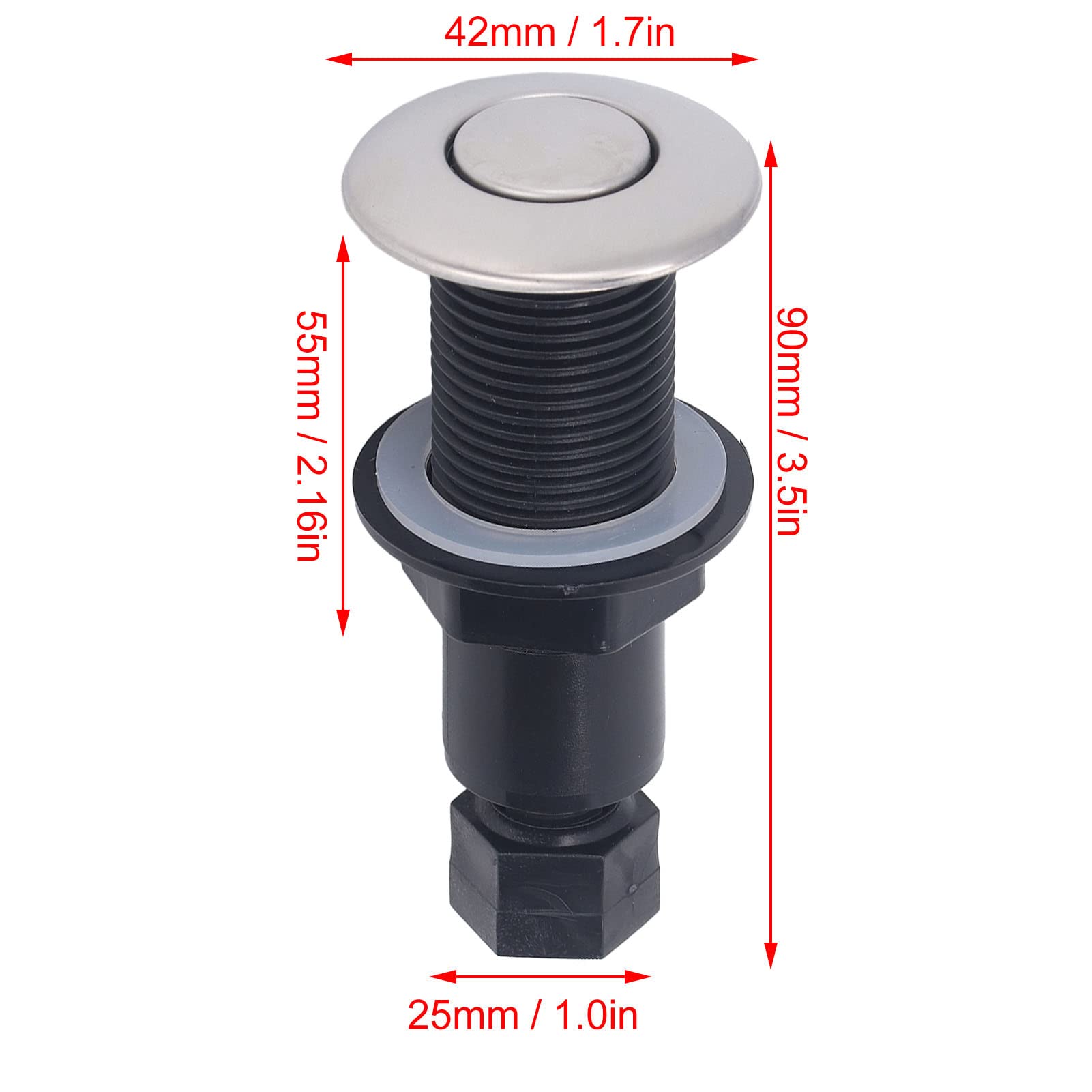 Yosoo Garbage Disposal Switch Stainless, Garbage Disposal Parts Garbage Disposals Parts Steel Switch Air Switch Kit for Food Waste Disposer Electric Water Heater Massage Bathtub
