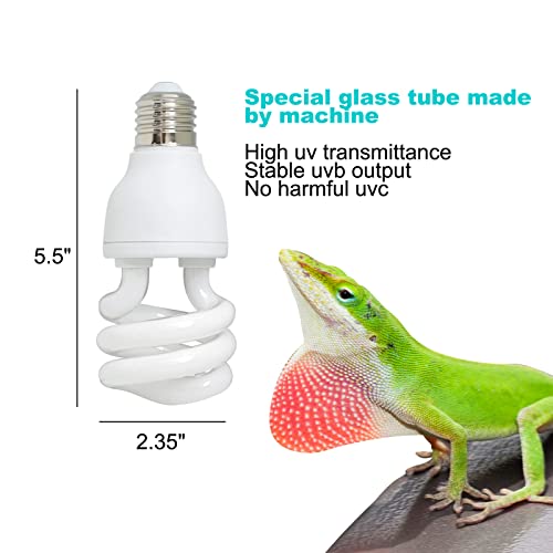 Protover UVA UVB Reptile Light 5.0, Tropical Amphibian Compact Fluorescent Lamp , Bearded Dragon Tank Accessories, UVB Light Bulb for Reptiles, Chameleon, Lizards, Slider, Tortise, Frog, Snake. (13W