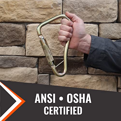 Malta Dynamics Fall Protection Carabiner Clip, High Strength Professional Grade, OSHA/ANSI Compliant (Large Tower Hook, 1 Pack)