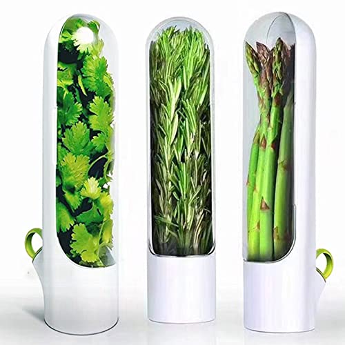 plplaaobo Herb Keeper, Freshest Herb Savor Fridge Organizer, Herb Storage Cilantro Containers for Refrigerator, Savor Keeps Greens Preserver for Cilantro, Parsley, Basil, Chives, Mint for 2-3 Weeks