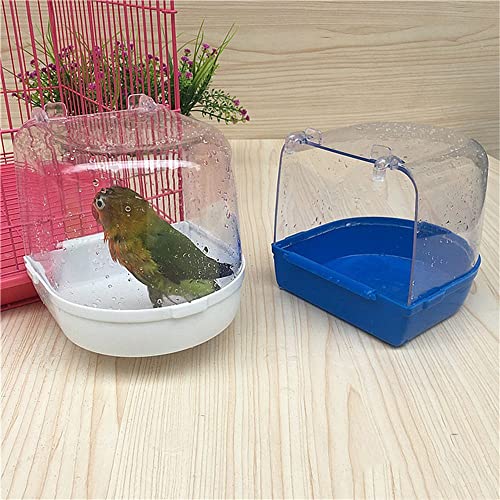 Parrot Bathing Hanging on Cage Birdbath Bird Supplies Plastic Box Cage Accessories for Pet Shower(Yellow)