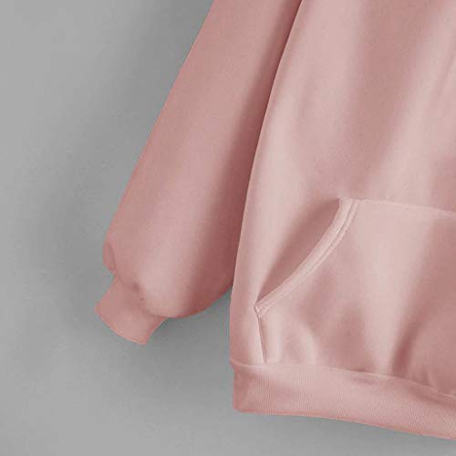Sweatshirt Color Pullover Casual Hooded Sleeve Pocket Women's Long Solid Women's Coat Women Zip Hoodie A-pink