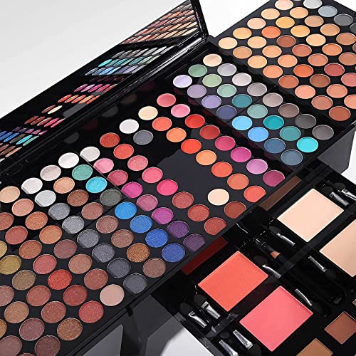 UNIFULL 190 Colors Makeup Pallet,Professional Makeup Kit for Women Full Kit,All in One Makeup Sets for Women&Beginner,include Eyeshadow,Lipstick,Compact Powder,Eyeliner,Glitter Powder,Concealer,makeup brush(004-Black)
