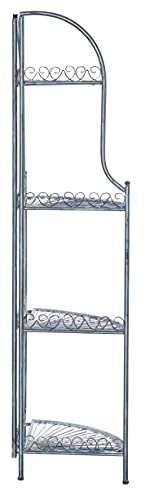 SAFAVIEH PAT5013C Outdoor Collection Abarrane Antique Blue Wrought Iron 4-Tier Corner Shelf