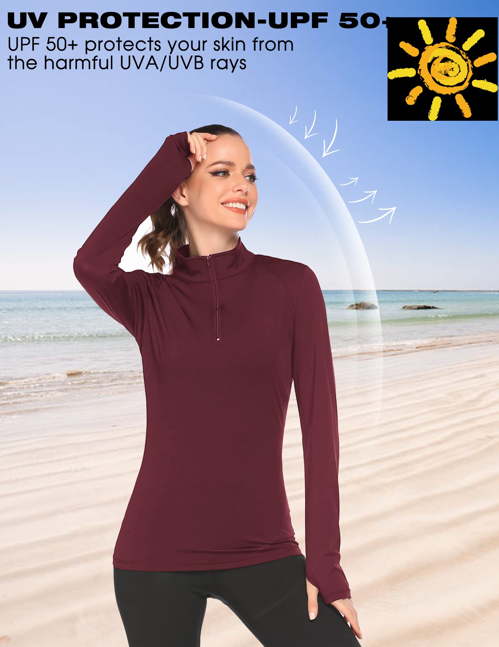 Half Zip Pullover Women Lightweight Quarter Zip Long Sleeve Workout Shirts 1/4 Zip Athletic Fit Active Top (Black,Small)