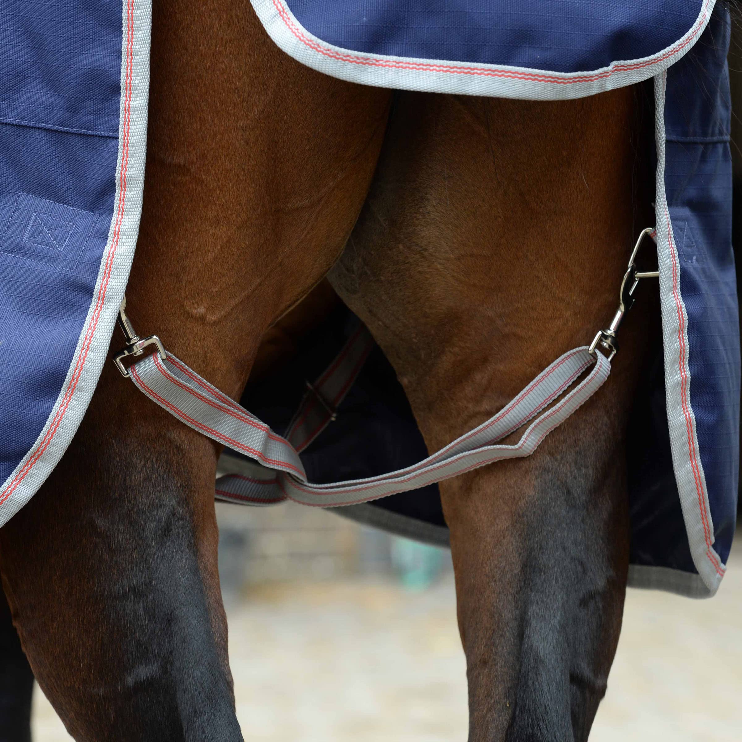 WeatherBeeta ComFiTec Essential Standard Neck Medium/Lite Horse Blanket, Navy/Silver/Red, 75"