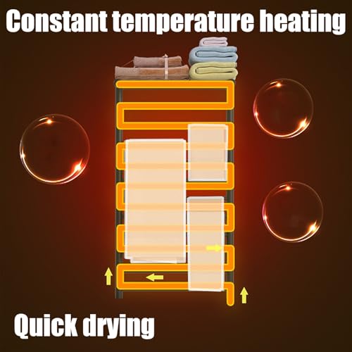 Towel Warmer for Towels Bathrobes and Blankets,Wall Mounted Heated Towel Rack Fast Heating,Stainless Steel Heated Drying Rack,Brushed Gold,Plug in (Black Plug in)