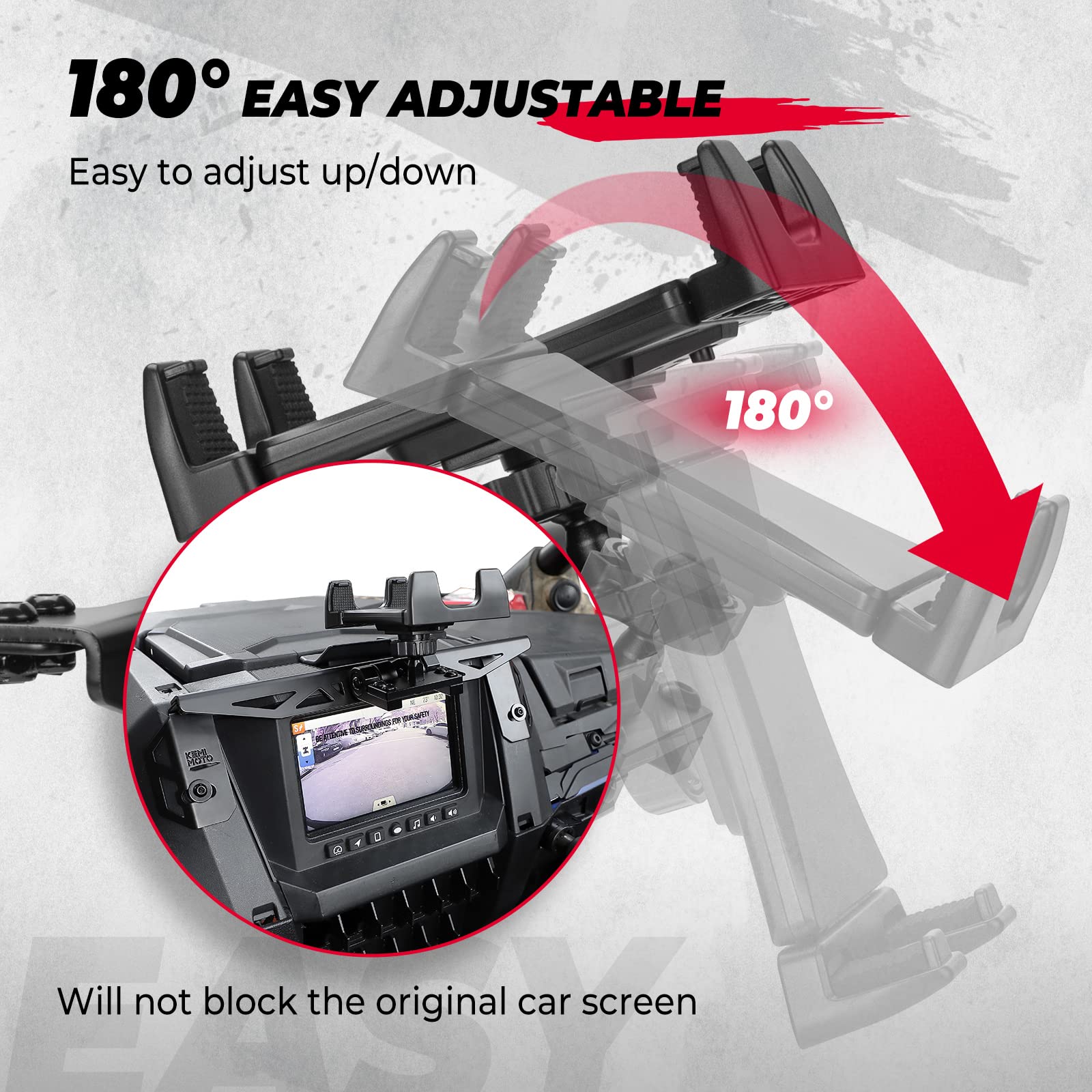 KEMIMOTO PRO XP Electronic Device Mounts, Upgraded Adjustable PRO XP Tablet Mount Metal Tablet Holder Frame and ABS Material GPS Holder Phone Mount Compatible with Polaris 2020-2024 RZR PRO XP/XP4