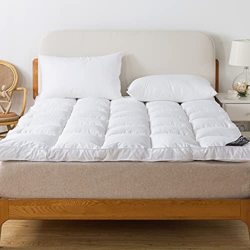 Warm Mattress Topper Twin 2 Inch Soft Plush Pillow Top 400TC Cotton Mattress Pad Bed Topper, Hotel Quality Down Alternative Pillow Topper, White