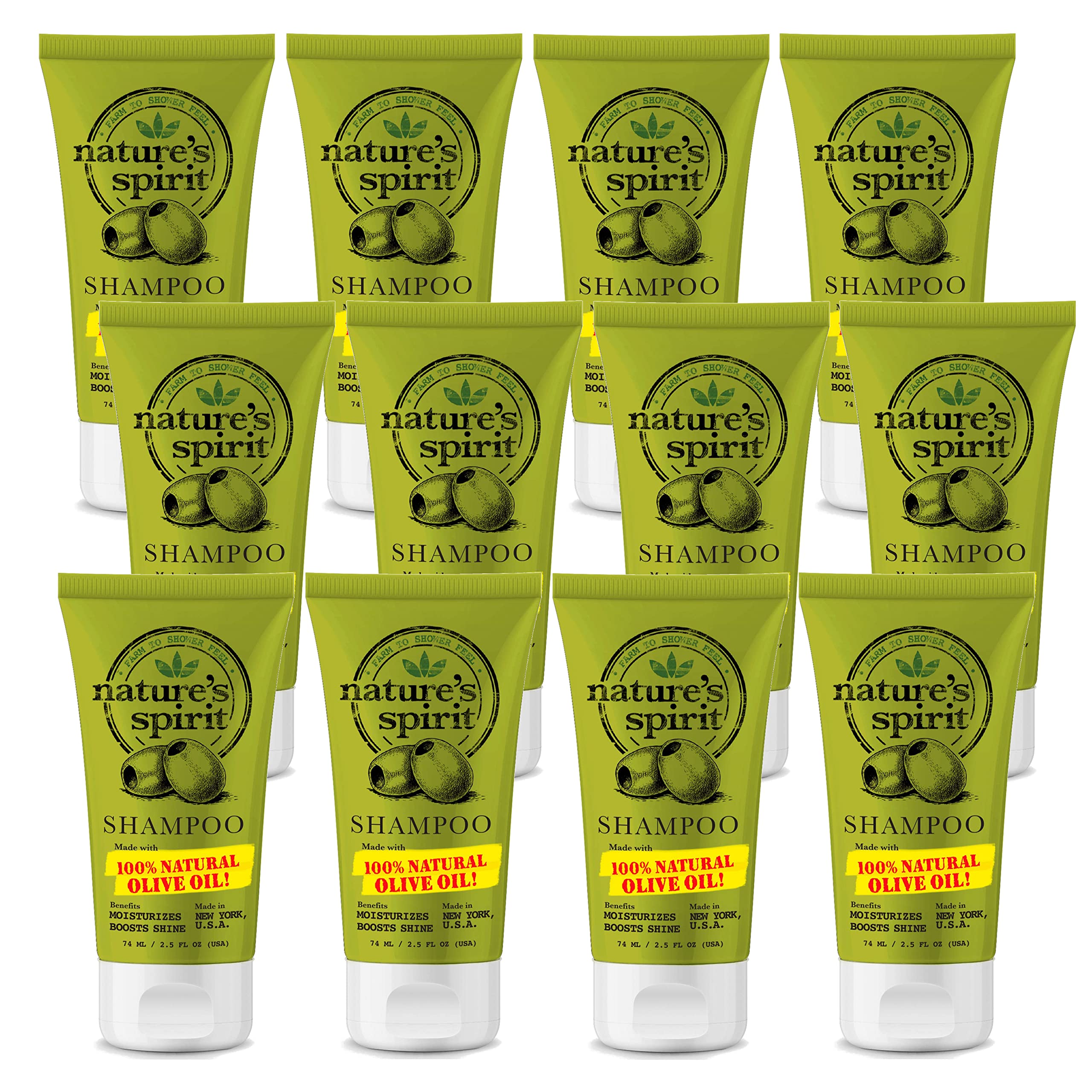 Nature's Spirit 100% Natural Olive Oil Shampoo 2.5 Ounce (BULK PACK OF 12)