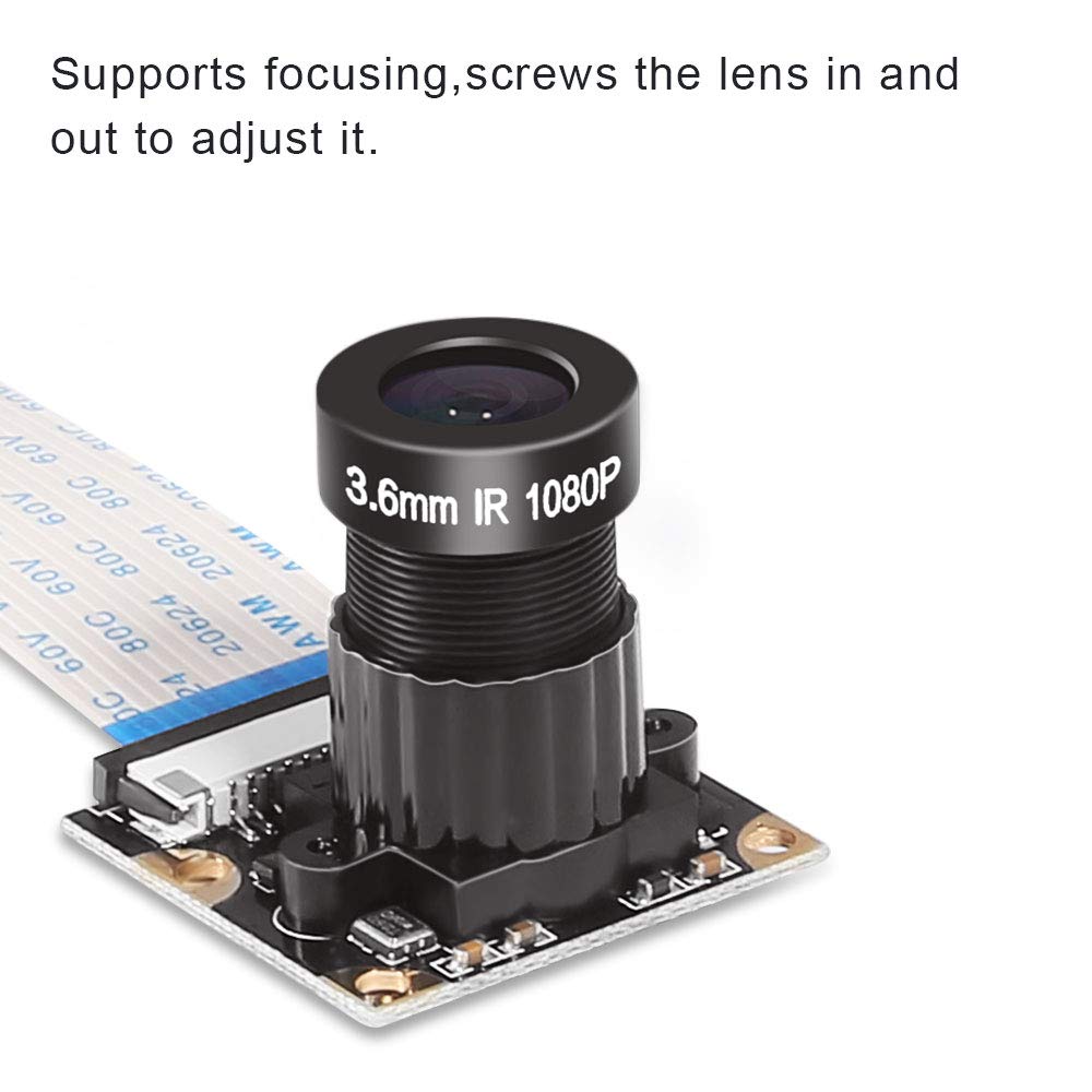 for Raspberry Pi 4 B Camera Wide Angle 175 FOV Night Vision Module 5MP OV5647 Video Webcam Built- in IR-Cut Automatically Switching Day/Night Vision for Raspberry Pi 3B/3B+ 2B B+ Pi Zero/Zero W