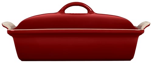 Le Creuset Stoneware Heritage Covered Rectangular Casserole, 4 qt. (12" x 9"), Cerise