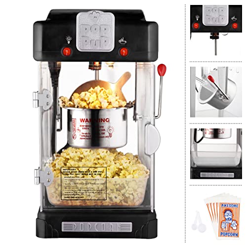 Pop Pup Countertop Popcorn Machine β 2.5oz Kettle with Measuring Spoon, Scoop, and 25 Serving Bags by Great Northern Popcorn (Black) (83-DT6121)