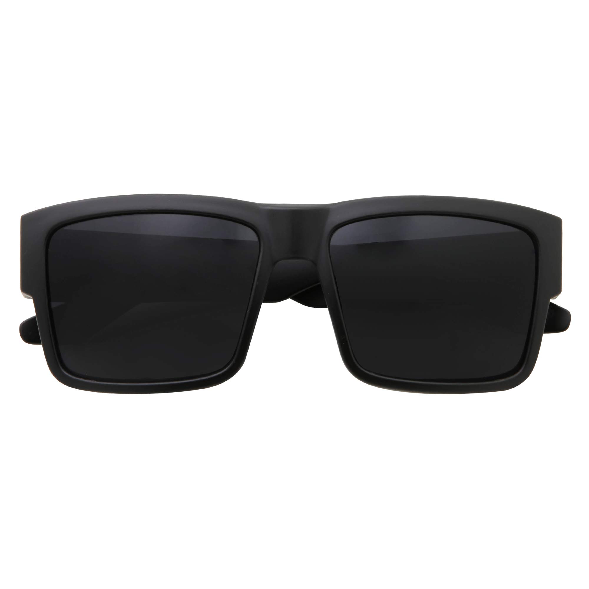 grinderPUNCH Square Black Super Dark Sunglasses | Men Women | Stylish Modern Model Gangster (Matte Black)