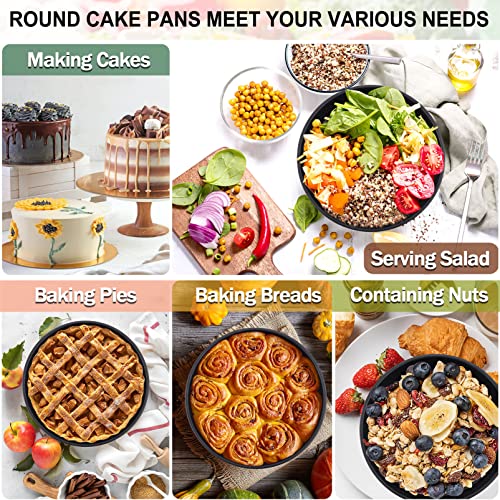 P&P CHEF 8 Inch Round Cake Pan Set of 2, Non-Stick Cake Baking Pans for Birthday Wedding Layer Cakes, Stainless Steel Core & Leak Proof, Sturdy & Healthy, Black