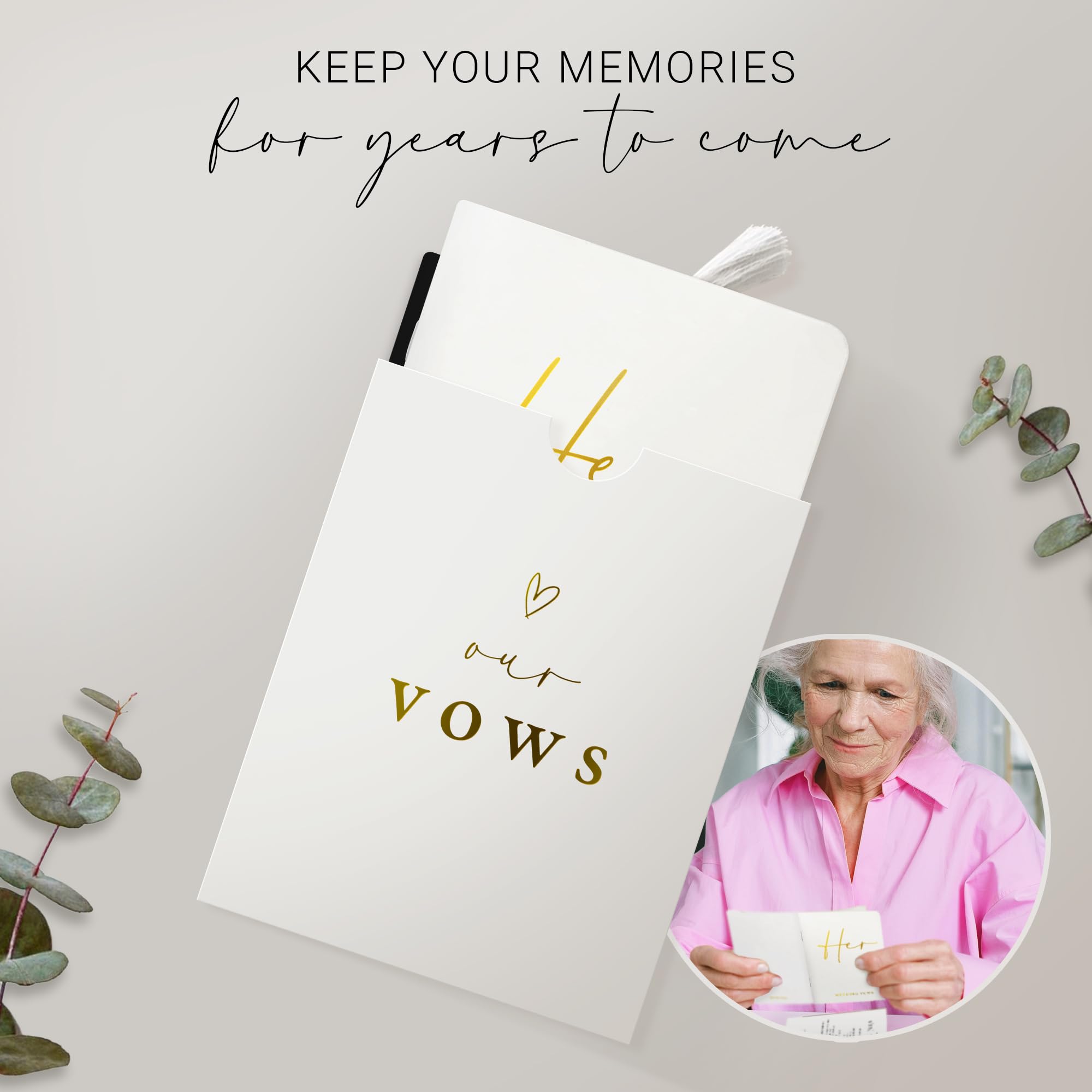 Wedding Vow Books His and Hers, Gold Foil Lettering & Keepsake Sleeve, Wedding Day Essentials, Beautiful His and Hers Gifts for The Bride and Groom (Black & White)