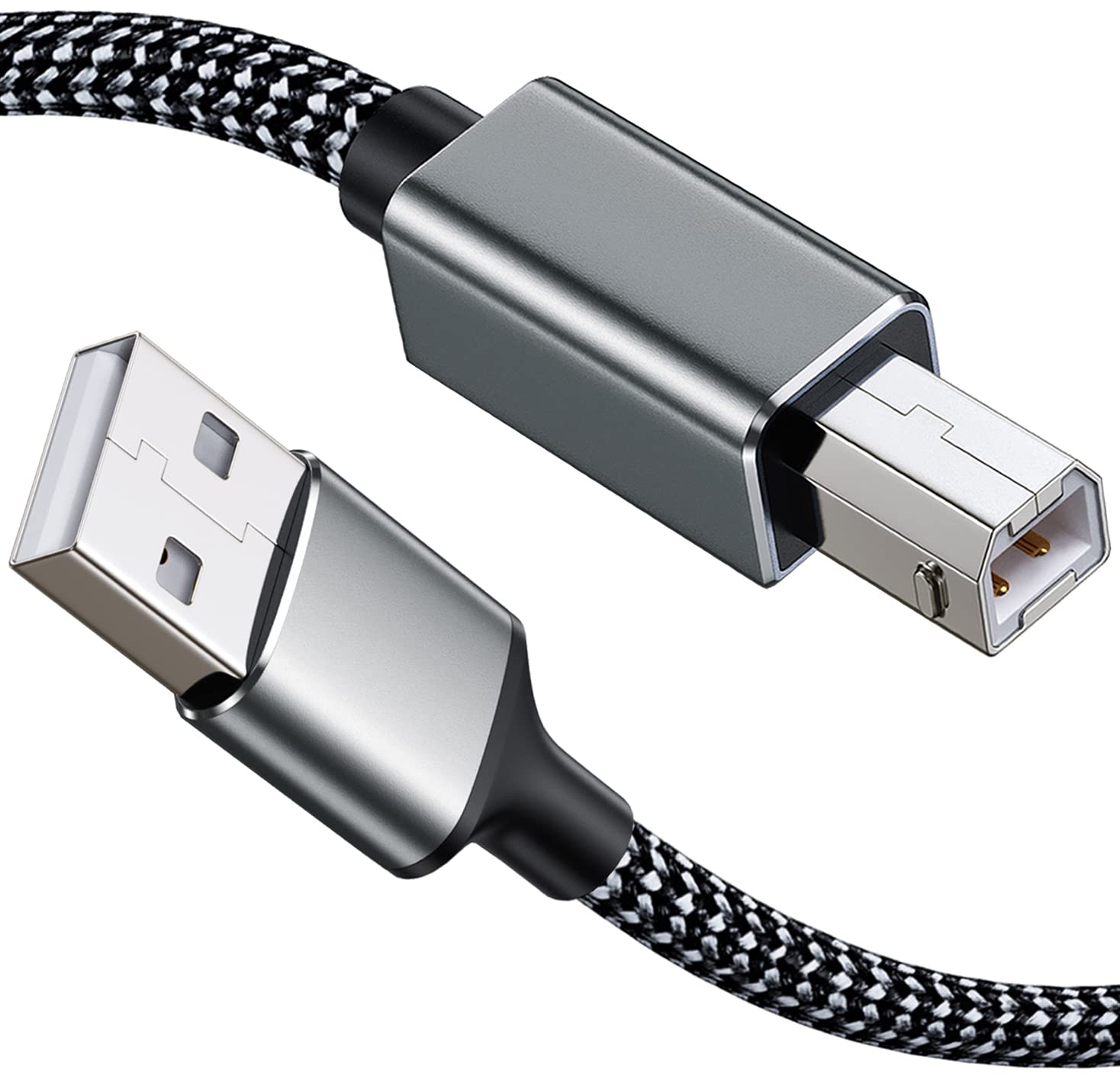 Naukay Printer Cable 10 FT, USB A to B Cable, 2.0 USB B Cable High-Speed Printer Cord High Speed Scanner Cord Compatible with HP, Canon, Dell, Lexmark, Xerox, Epson, Samsung and More, (Grey)