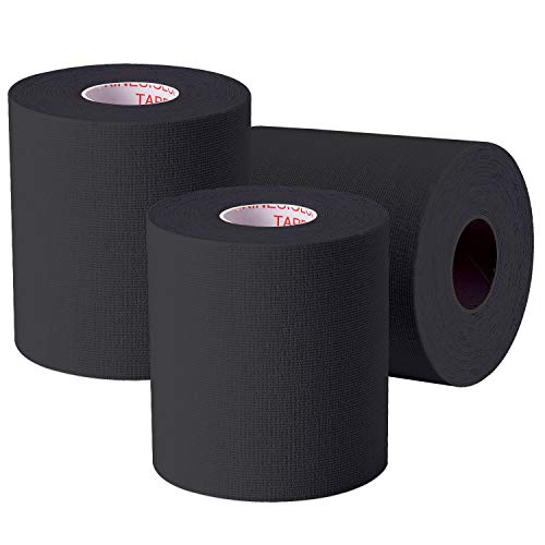 Gsbomzap 3 Pack Kinesiology Tape, Waterpoof Muscle Support Adhesive Sport Tape for Pain Relief, Latex Free Cotton Elastic Athletic Tape for Joints, Knee, Ankle, Shoulder, Wrist - Black 3in 5.5yd
