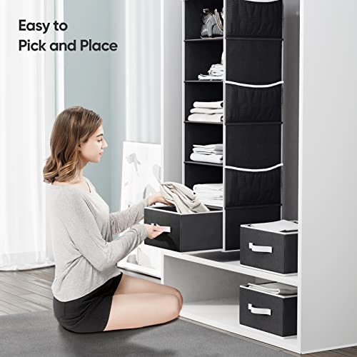 Pipishell Hanging Closet Organizer 6-Shelf, Hanging Shelves for Closet with 3 Removable Drawers & Side Pockets, Hanging Shelf Organizer for Bedroom or Garment Rack