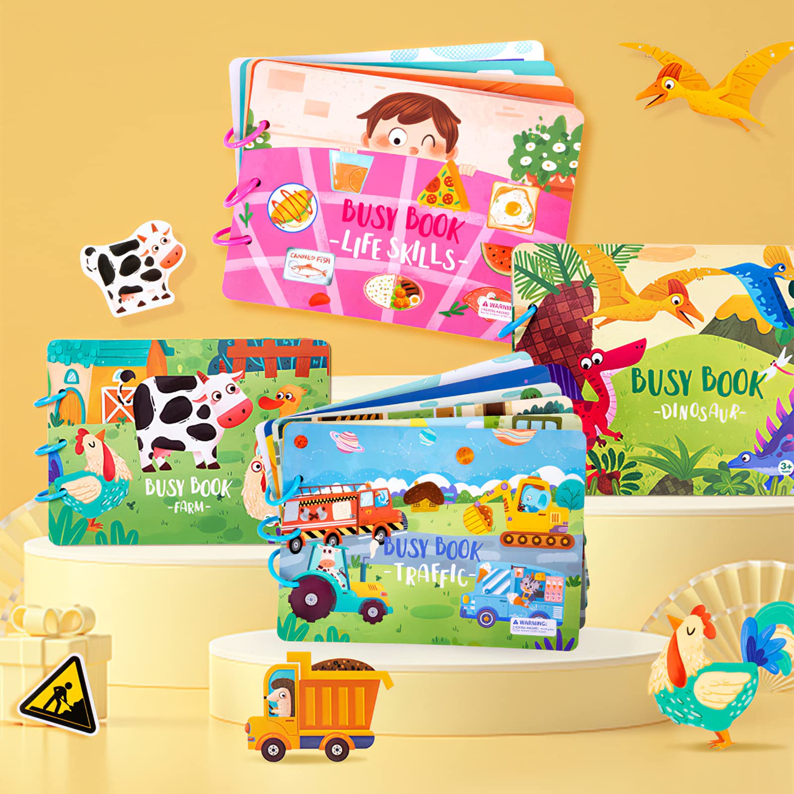 MIKNEKE DIY Quiet Book for Toddlers, Montessori Busy Book for Kids, Vehicle Preschool Learning Activities Learning & Education Toys