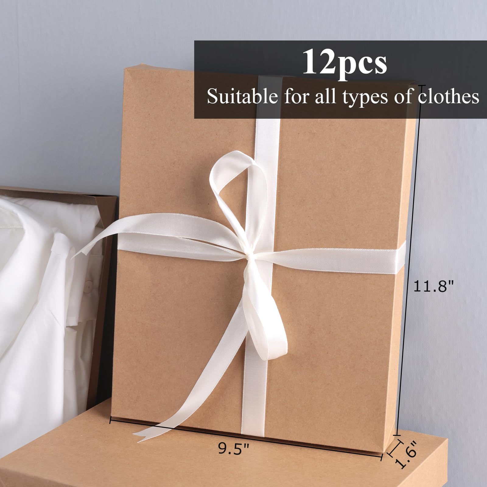 VGOODALL 12PCS Gift Box Bulk, Brown Gift Boxes with Lids 11.8 x 9.5 x 1.6 Inches for Birthdays Party