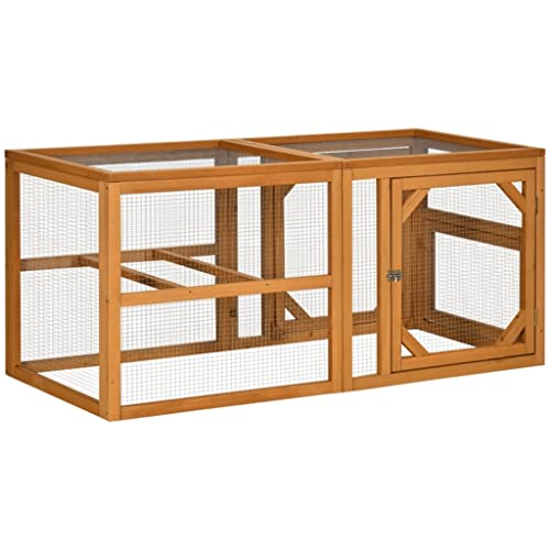 ZSEDP 55" Wooden Chicken Cages, Large Chicken Run with Combinable Design, Poultry Pen, Orange