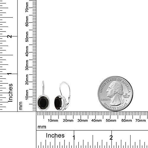 Gem Stone King 925 Sterling Silver Black Onyx Dangle Earrings For women (4.00 Cttw, Gemstone Birthstone, Oval Cut 9X7MM)