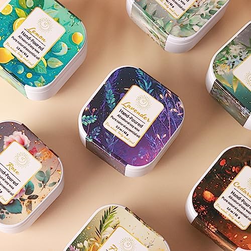 Scented Candle Gift Set for Women,4 Pack Square-Shaped Aromatherapy Candles, Organic Soy War Jar Candles for Housewarming Gift Set Fragrance Cedarwood, Sage, Lavender, Eucalyptus