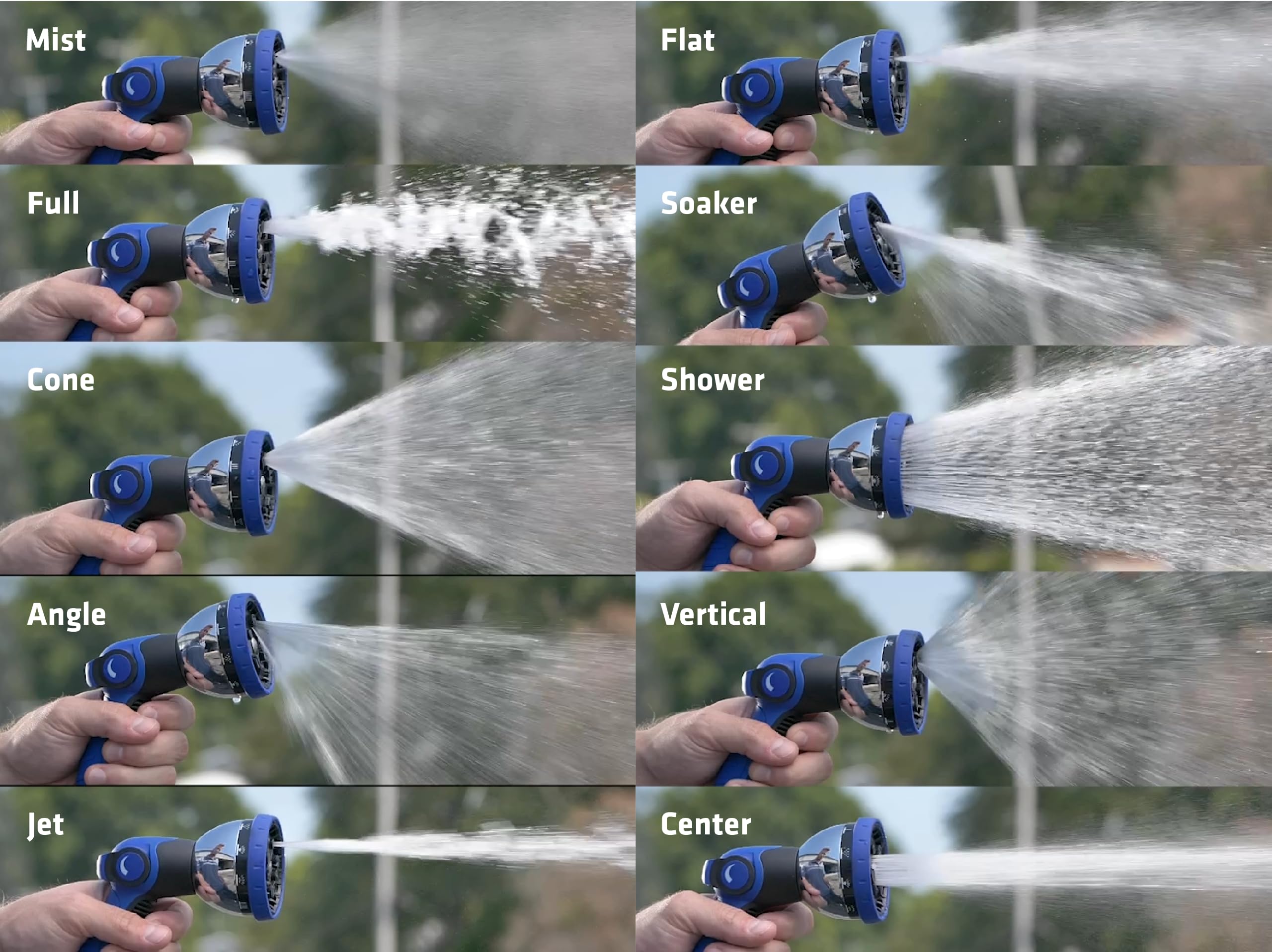 VIKING Hose Nozzle, Garden Hose Nozzle with 10 Spray Patterns, Adjustable Heavy Duty Thumb Control Water Hose for Washing Car, Watering Plants, Washing Pets, and Home Use