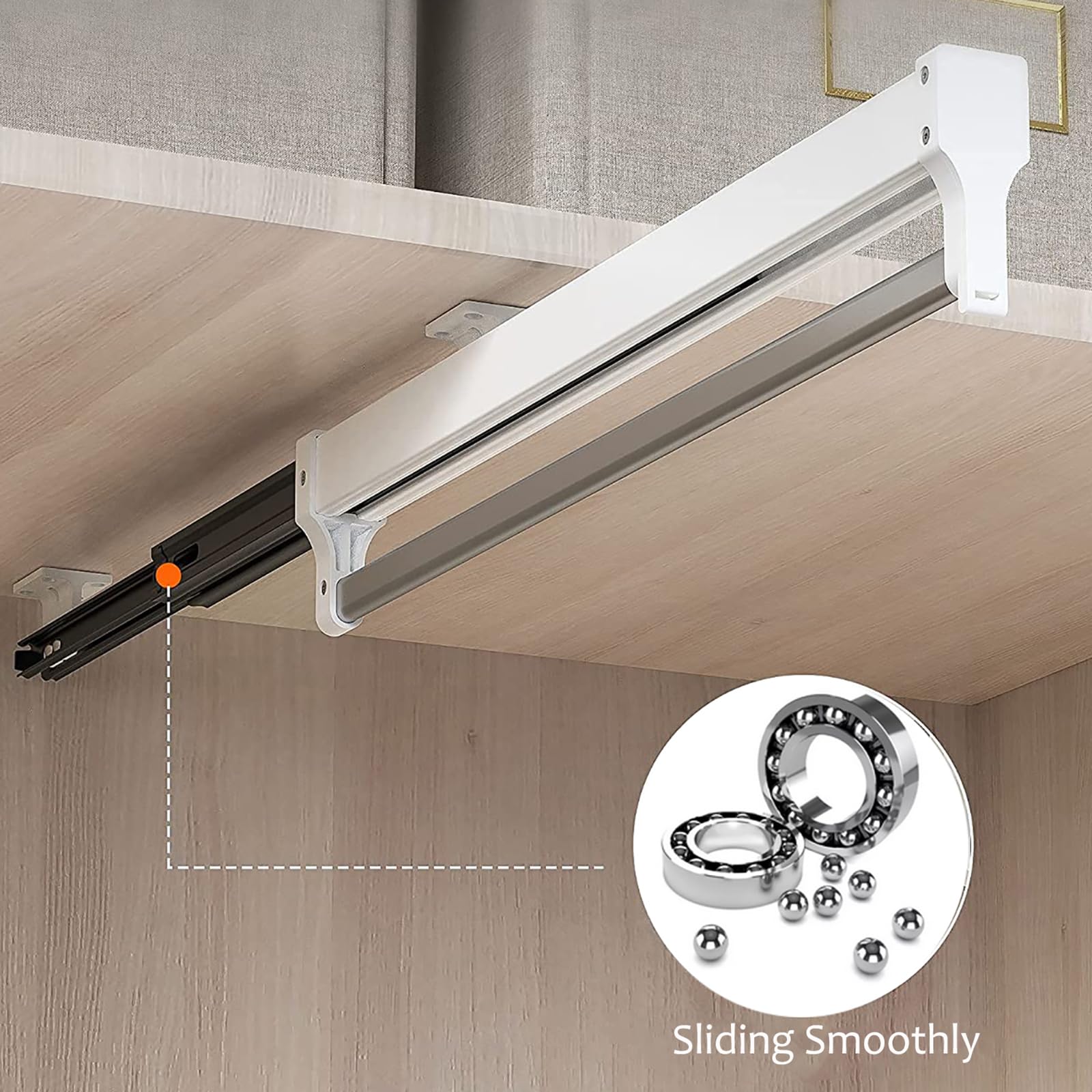 Pull Out Clothes Hanger Rod Adjustable Wardrobe Clothing Rail Hanger Rack Bar for Pants Clothes Stainless Steel (547mm/21.5inch)