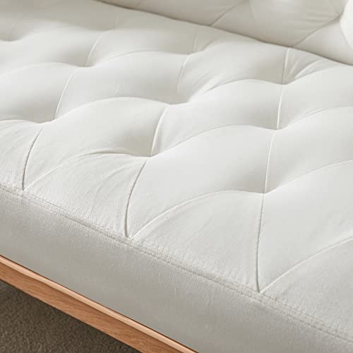 Yoglad Convertible Sofa with Pillow, Upholstered Recliner Couch, Futon Loveseat with Metal Legs, Daybed Sleeper for Living Room (White, 64" Velvet, Hill-Shaped Backrest)
