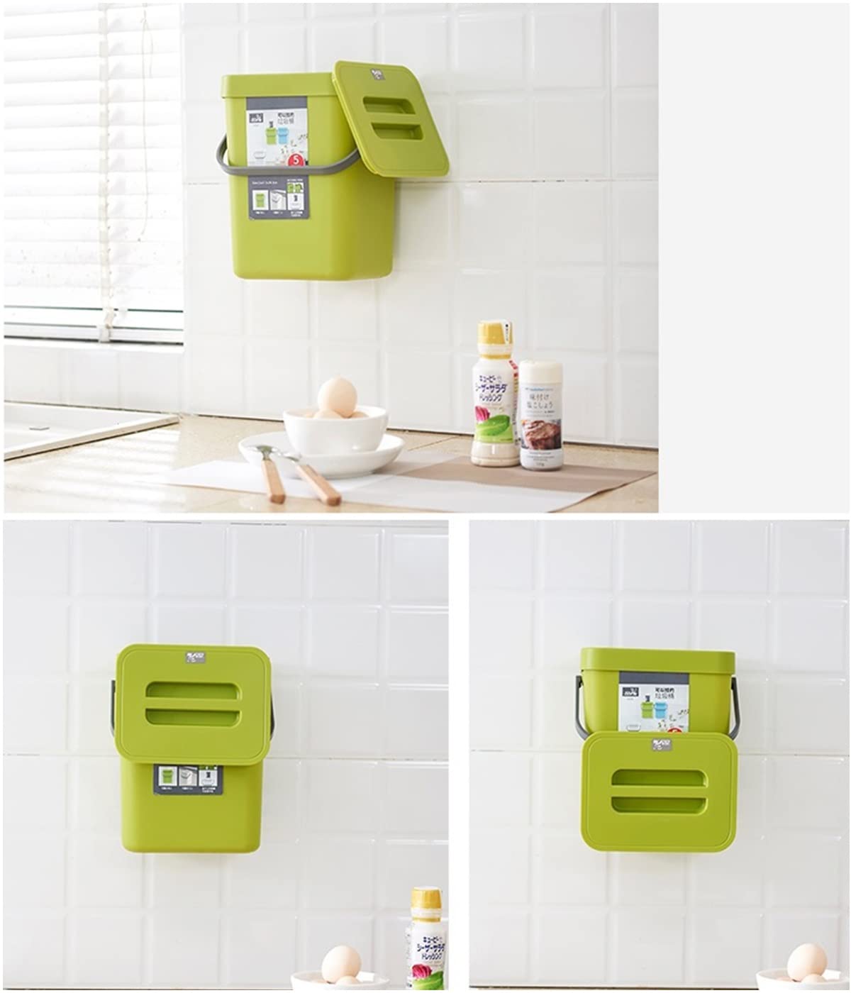 Small Trash Can with Lid Mini Kitchen Hanging Trash Can Tightly Sealed Odor Free, Small Countertop Compost Bin for Scraps from Daily Cooking, Mountable Trash Bin for Kitchen Counter,5L/1.3 Gal